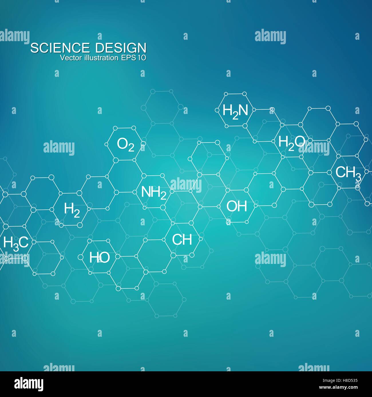 Structure molecule of DNA and neurons. Structural atom. Chemical ...