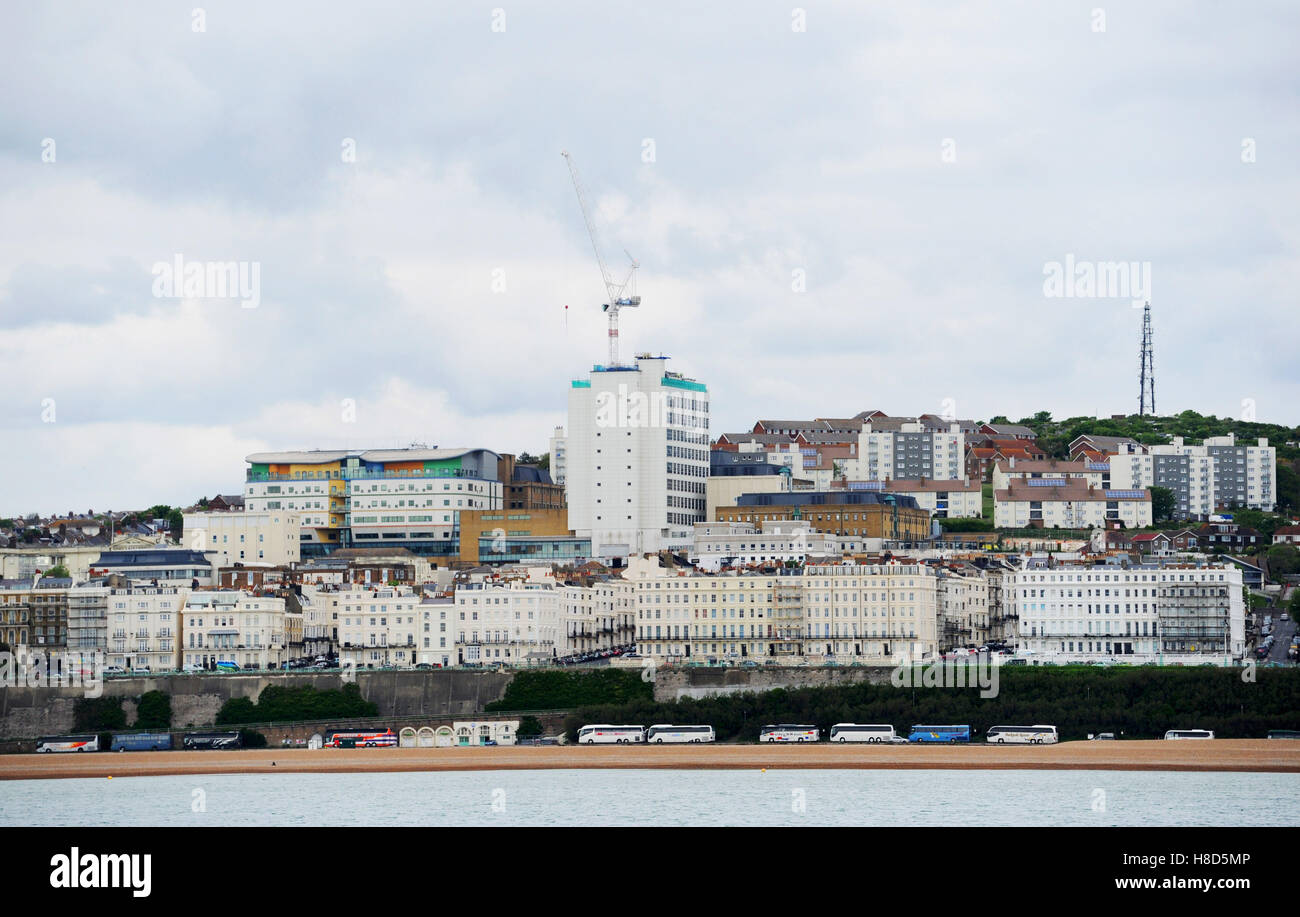 View of Brighton seafront with the Royal Sussex County Hospital tower ...