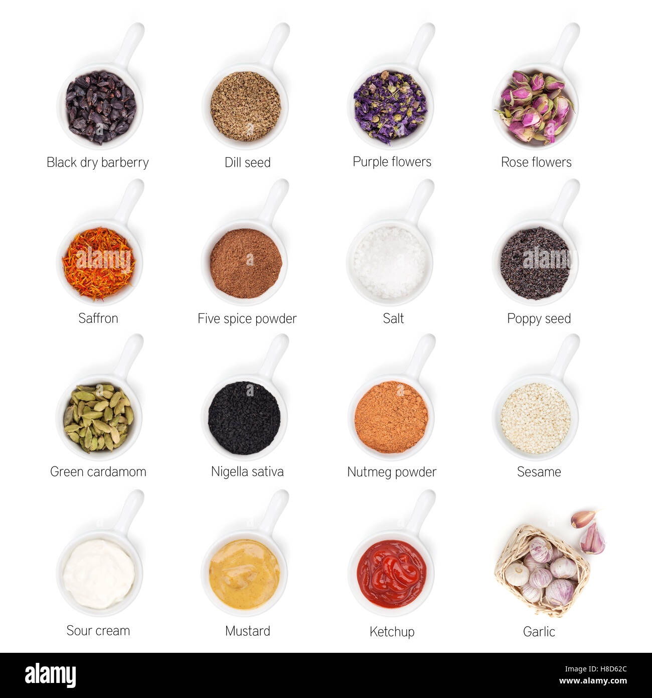 Different spices. Isolated on white background Stock Photo - Alamy