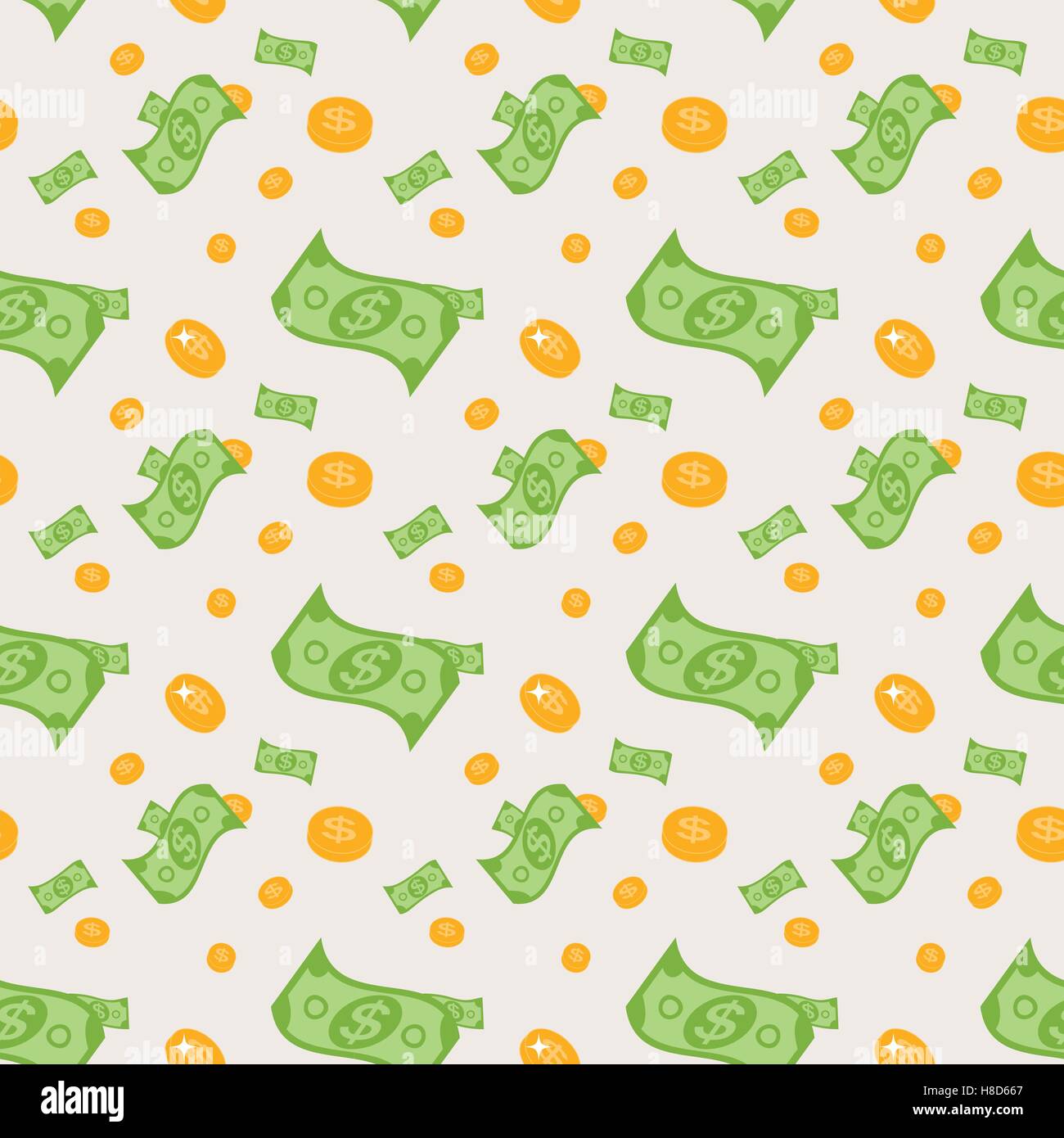 Seamless pattern of money bills and coins. Vector Illustration Stock ...