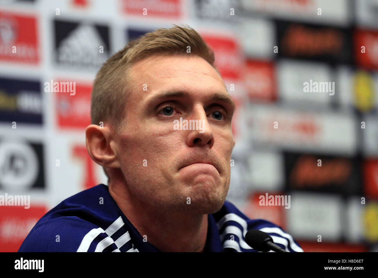 Scotland's Darren Fletcher speaks during the press conference at ...