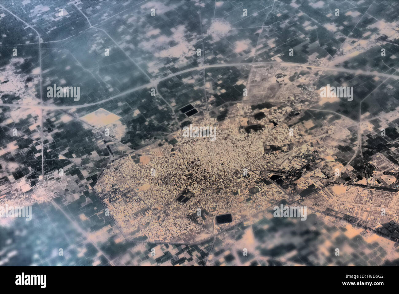 cities and fields km altitude in Indian territory Stock Photo - Alamy