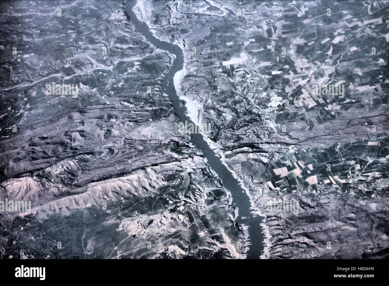 cities and fields km altitude in Indian territory Stock Photo - Alamy