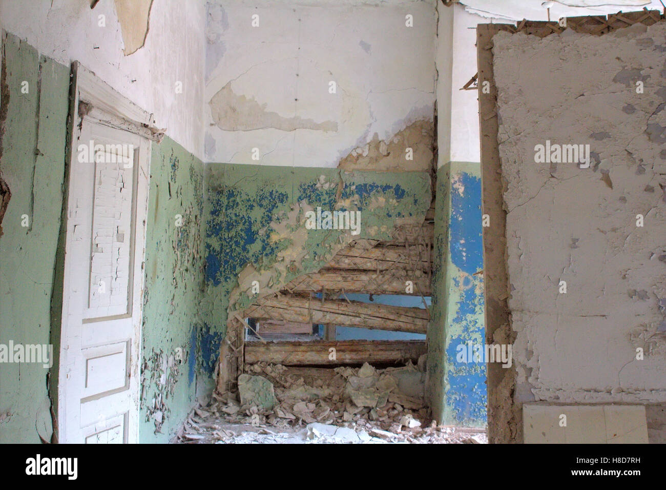very old dilapidated dangerously unstable crumbling house Stock Photo ...