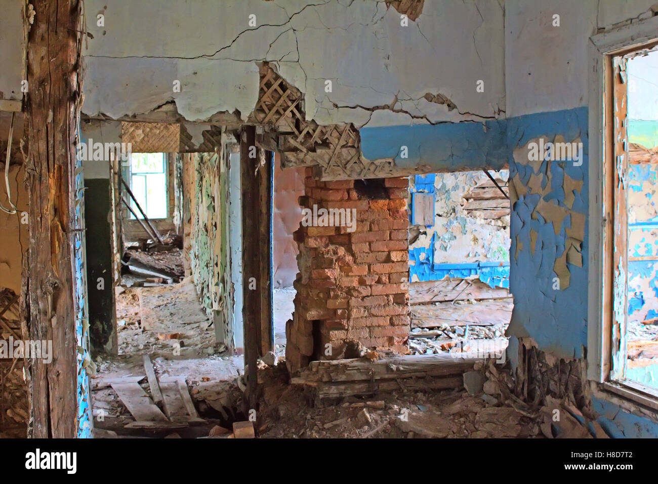 very old dilapidated dangerously unstable crumbling house Stock Photo ...