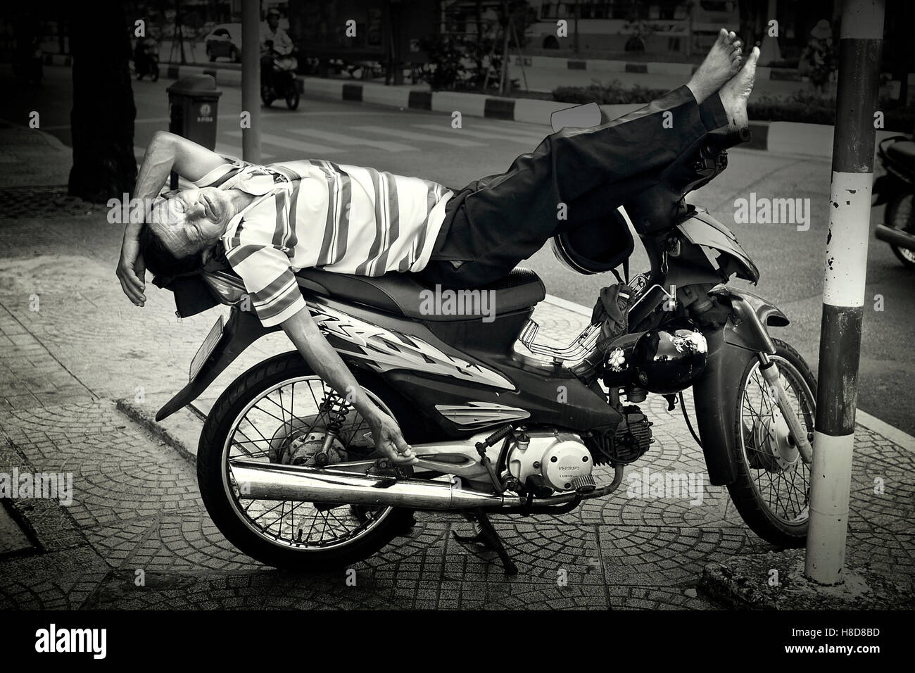 Man sleep motorcycle hi-res stock photography and images - Alamy