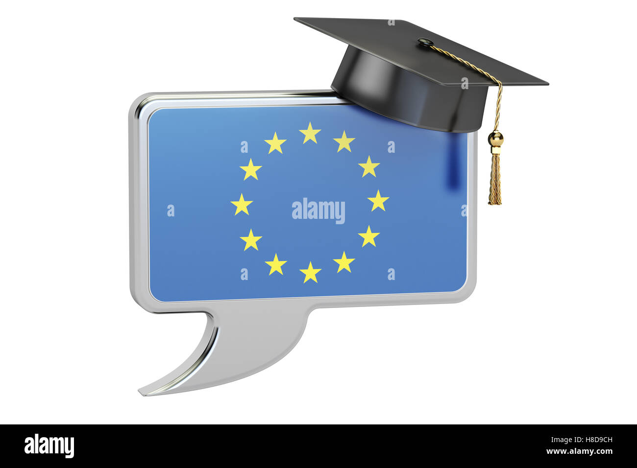 Speech bubble with EU flag, learning concept. 3D rendering Stock Photo ...
