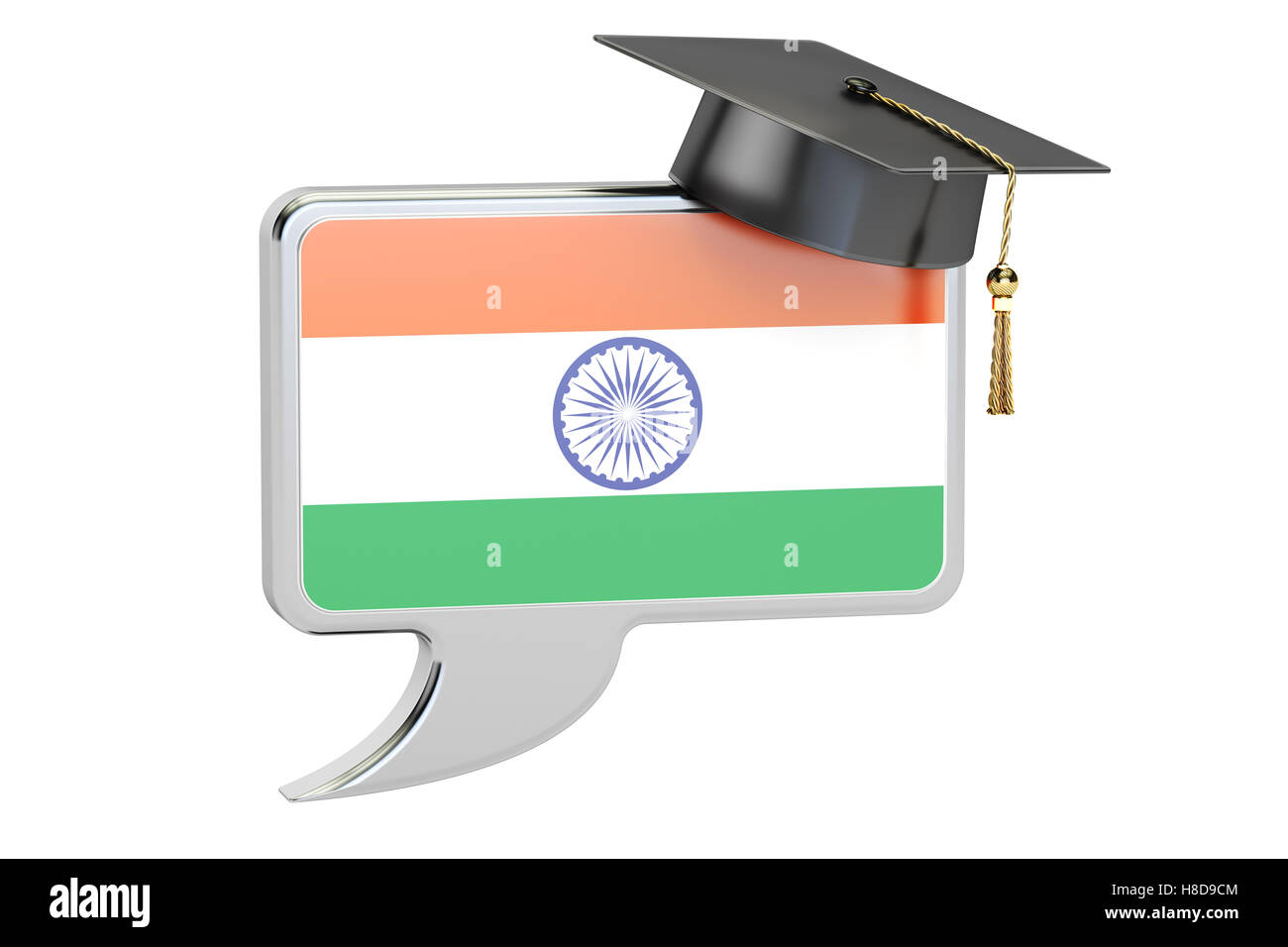 Speech bubble with Indian flag, learning concept. 3D rendering Stock ...