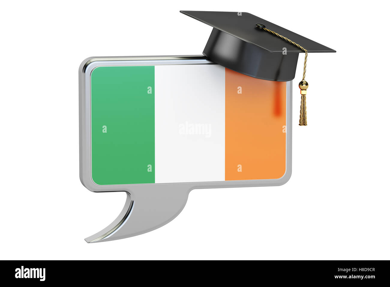 Speech bubble with Irish flag, learning concept. 3D rendering Stock ...
