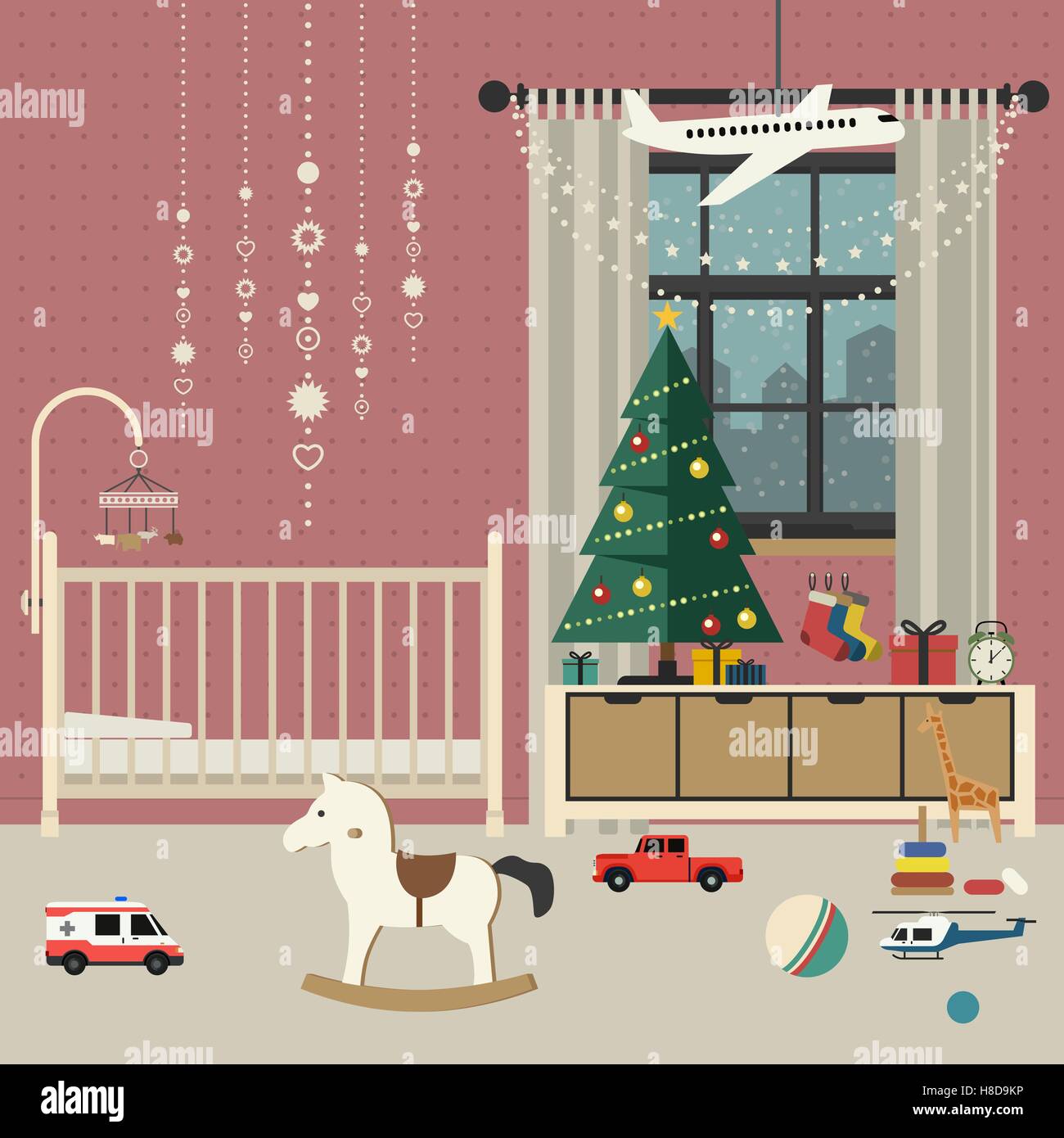 Nursery room baby girl Stock Vector Images - Alamy