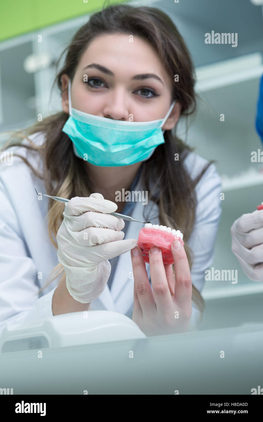 Dental student first time in clinic Stock Photo - Alamy