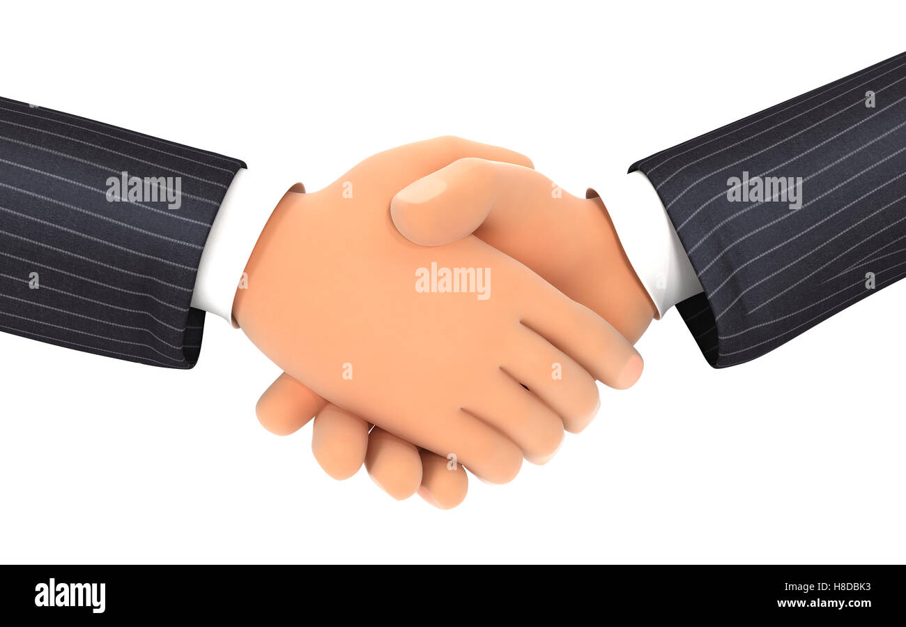 3d close up of business handshake, illustration with isolated white ...