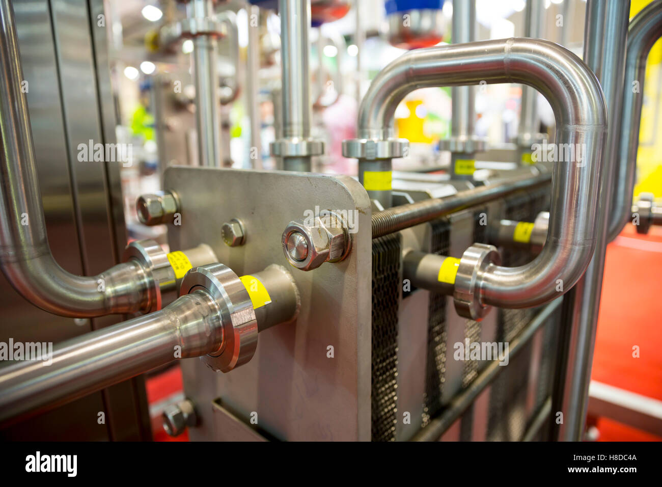 Milk pasteurization system is shown at a food and drink exhibition ...