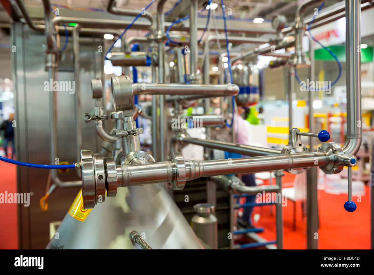 Milk pasteurization system is shown at a food and drink exhibition ...