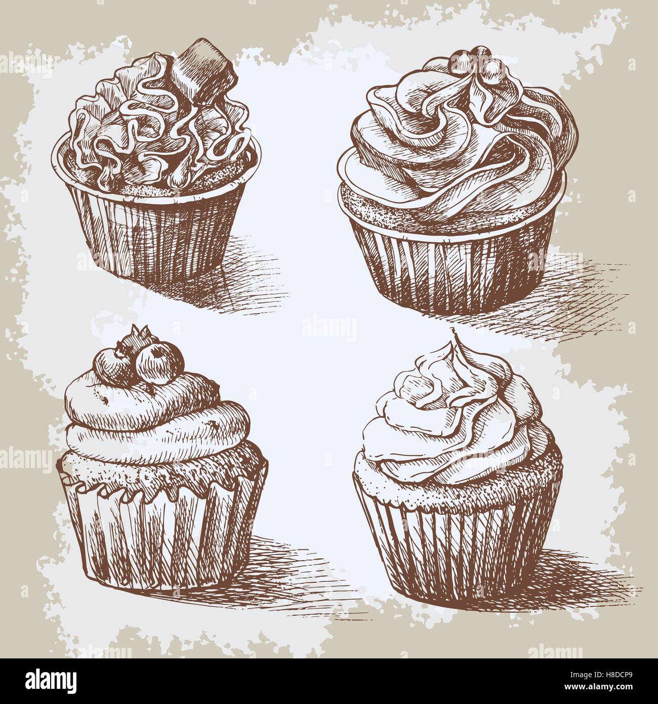 Cupcake Drawing Vintage