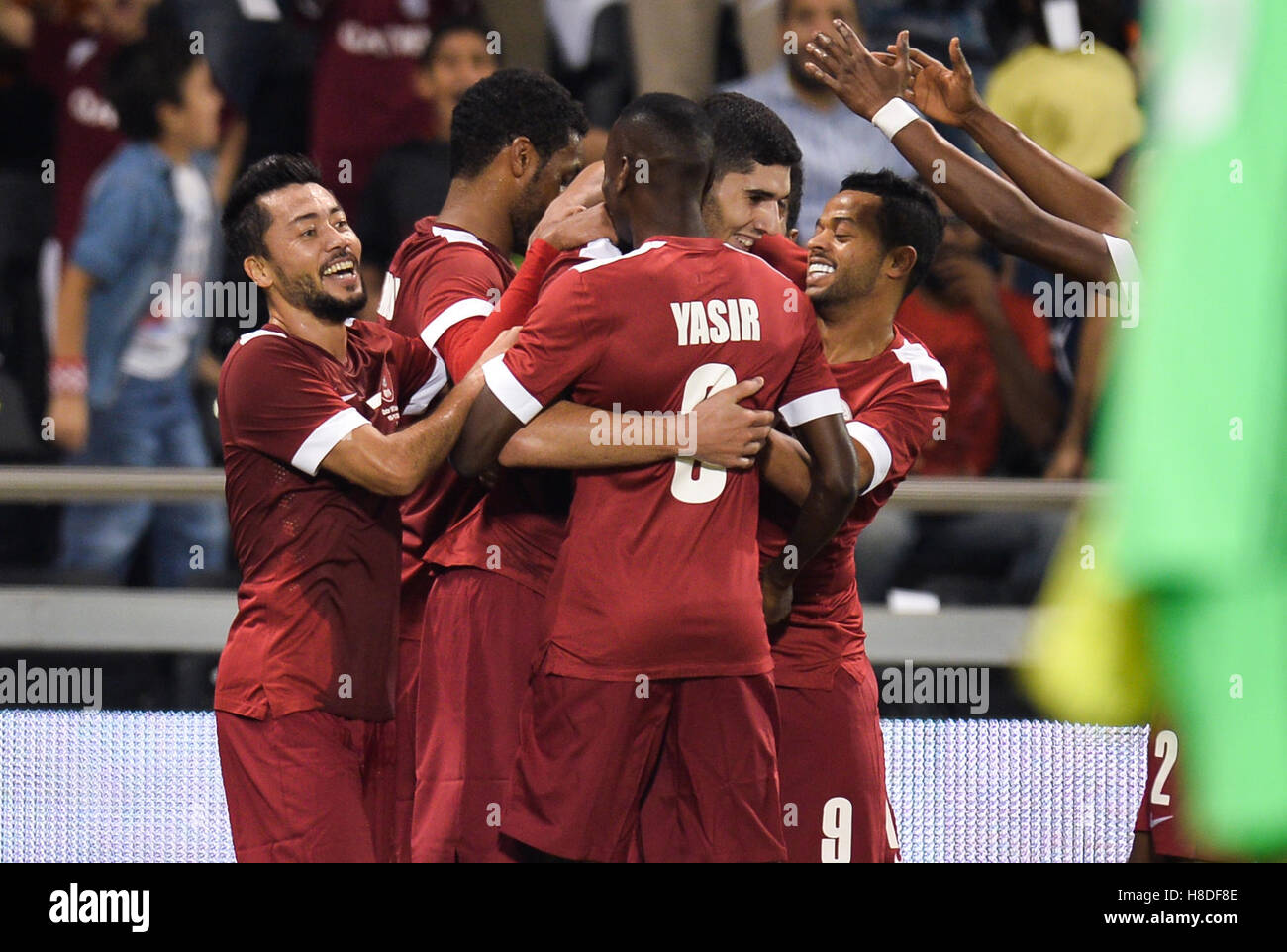 Doha, Qatar. 10th Nov, 2016. Qatari players celebrate during the ...