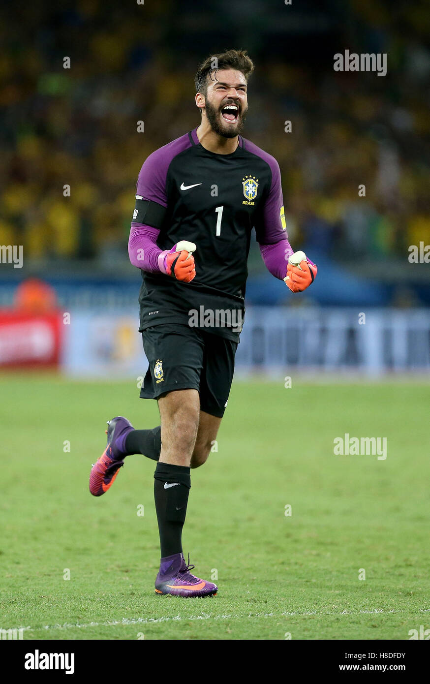 Belo Horizonte, Brazil. 10th Nov, 2016. Alisson, goalkeeper of Brazil ...
