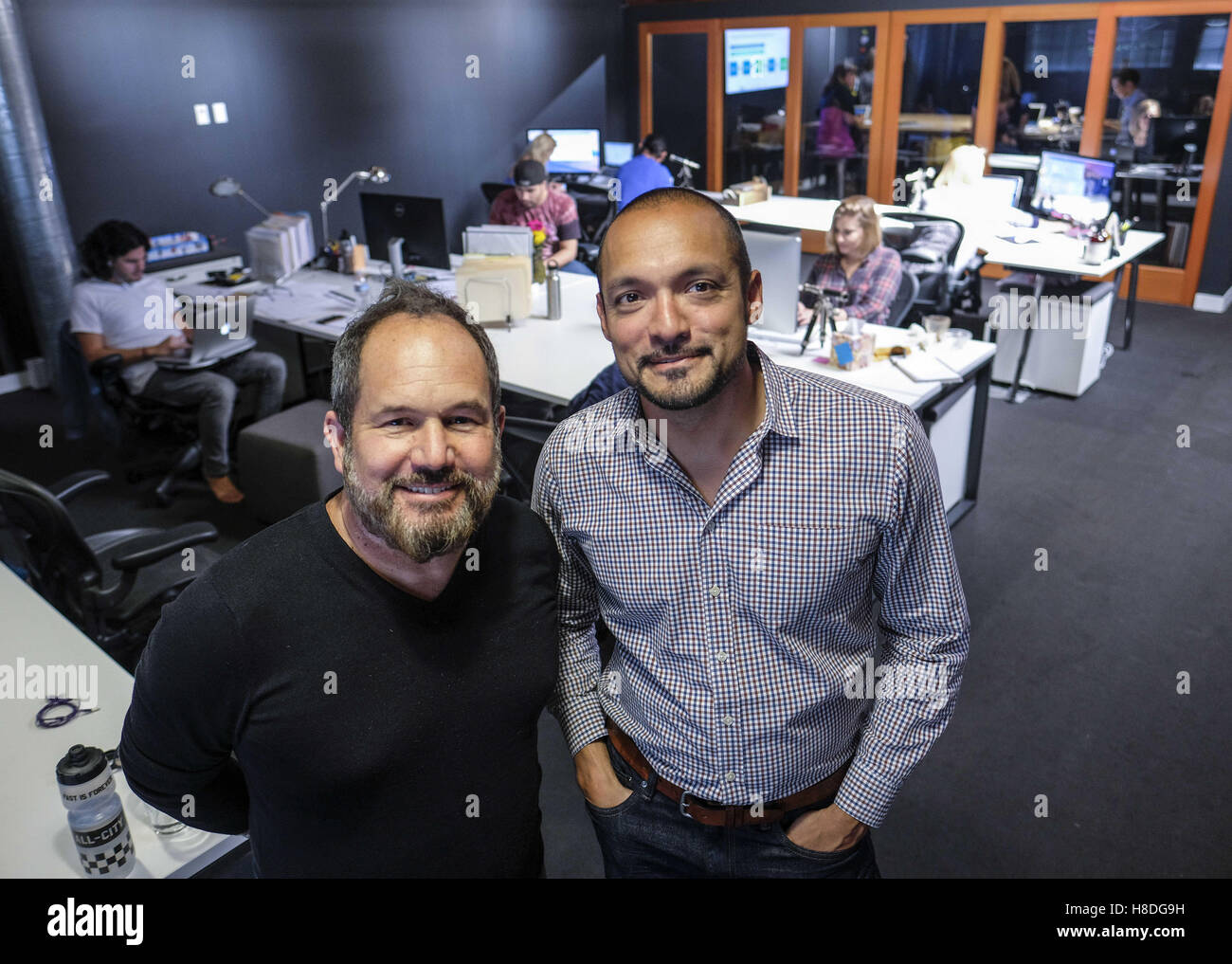 Los Angeles, California, USA. 4th Oct, 2016. Amir Haque, right, founder ...