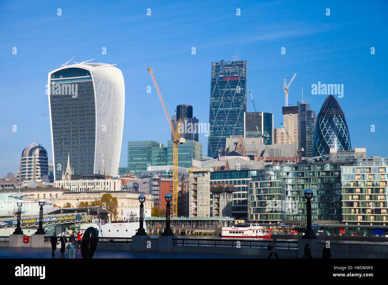 London, UK. 11th Nov, 2016. London Bridge. City skyline on sunny but ...