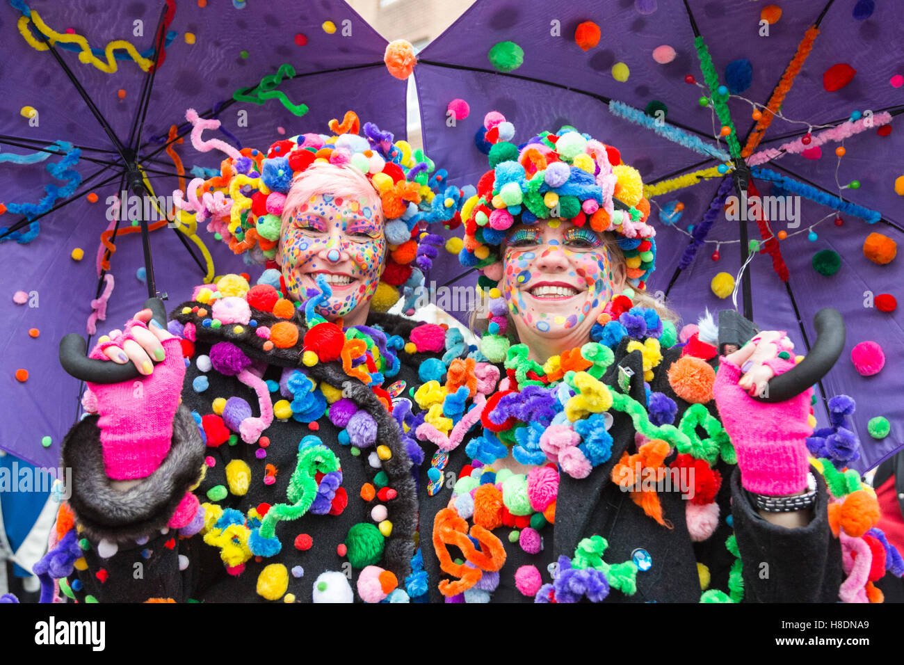Düsseldorf, Germany, 11 November 2016. Colourful costumes of carnival ...