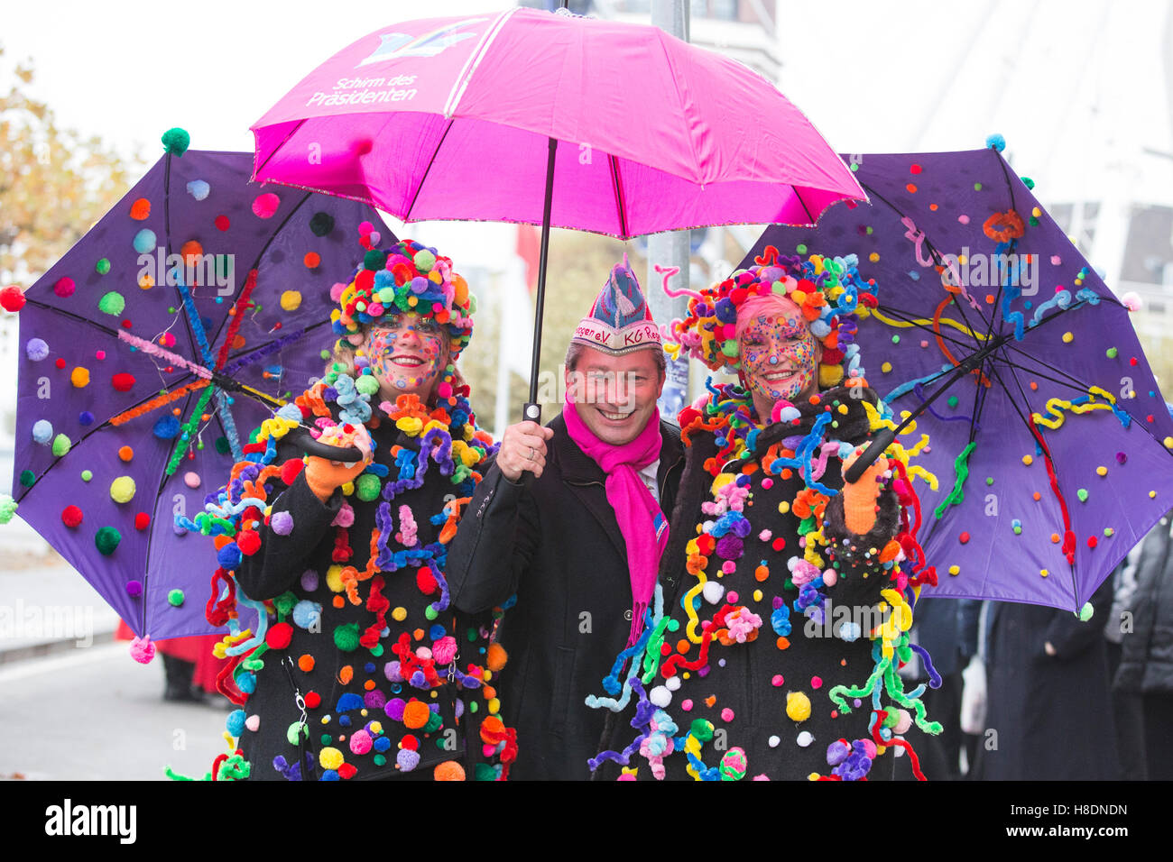Düsseldorf, Germany, 11 November 2016. Colourful costumes of carnival ...