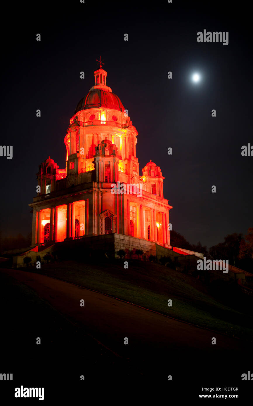 Lancaster, UK. 11th November, 2016. Lancaster Monument Lit Red for ...