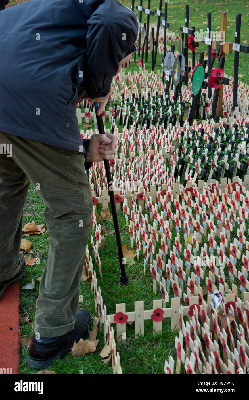 People pay respect to their dead relatives and friends with crosses and ...
