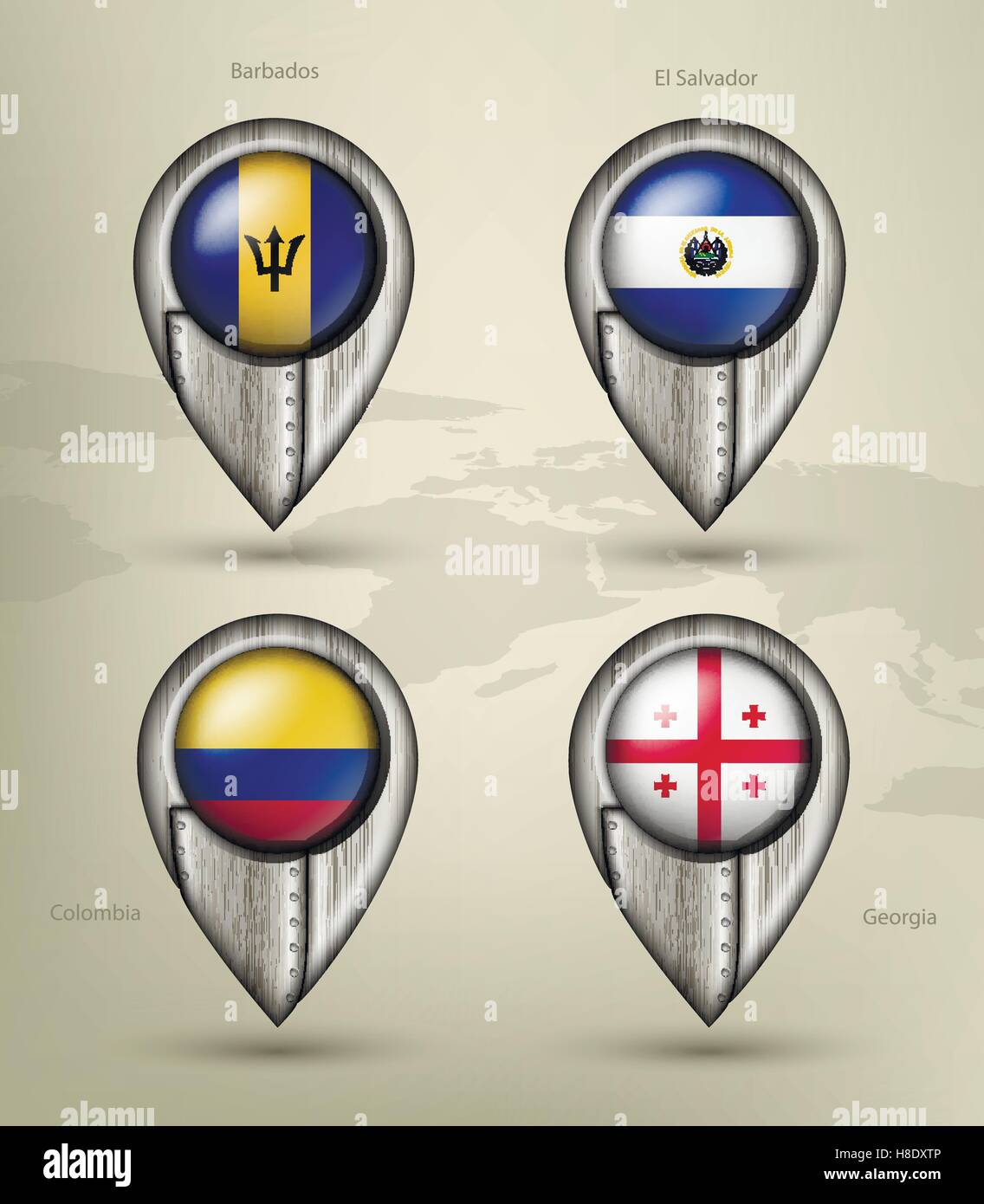 metal map marker steel country with glare and shadows Stock Vector ...