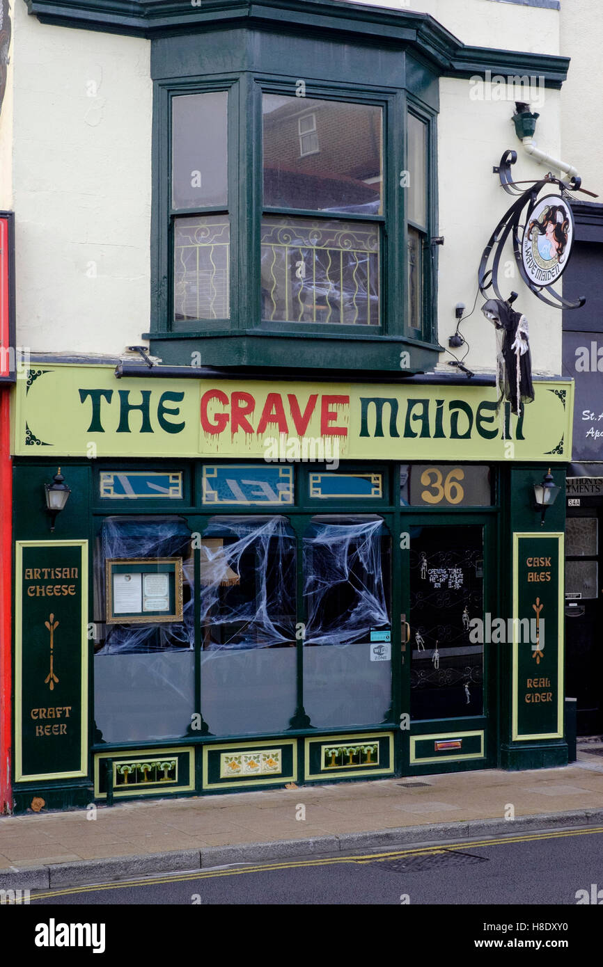 a real ale bar with the name changed for halloween celebrations in ...