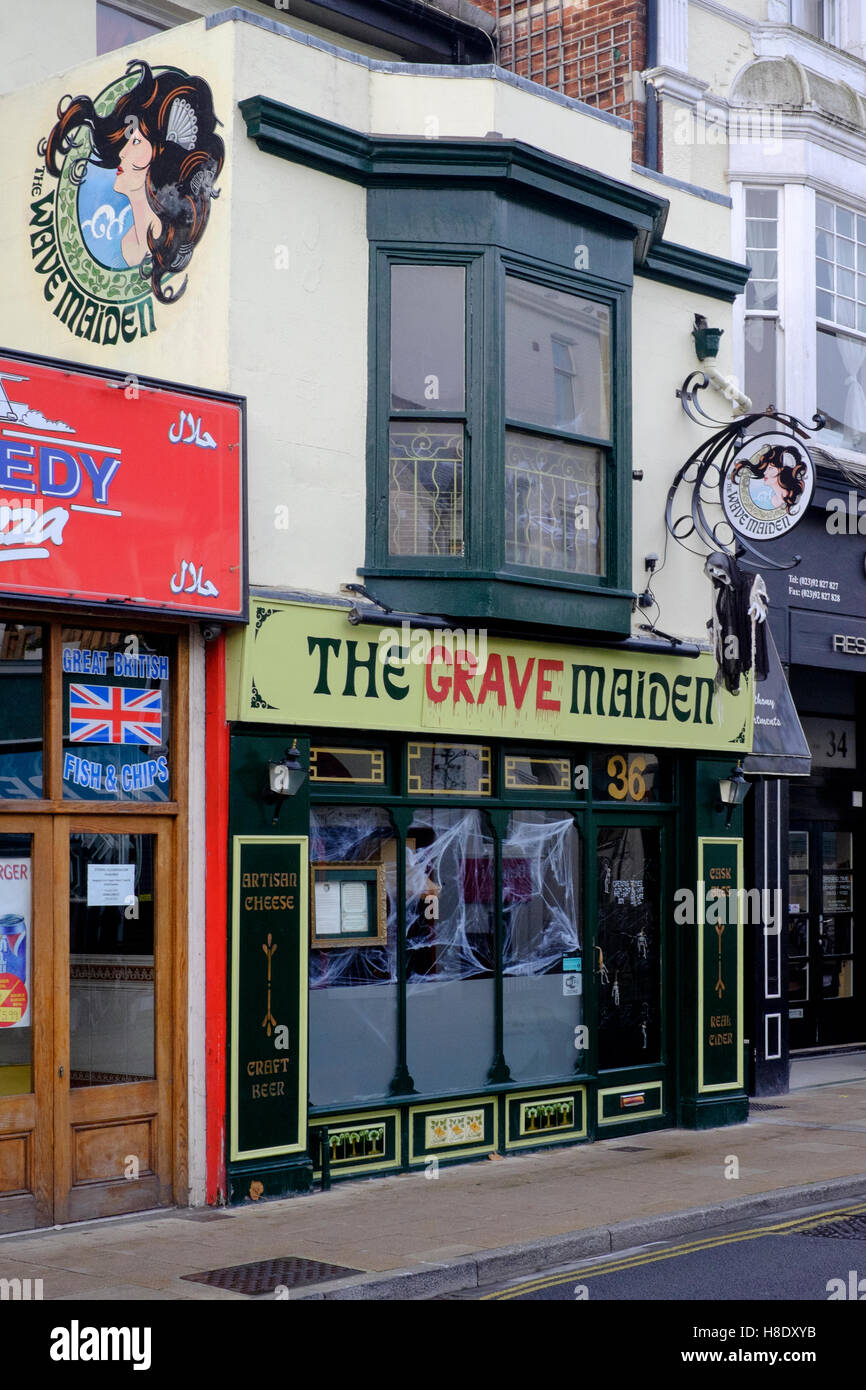a real ale bar with the name changed for halloween celebrations in ...