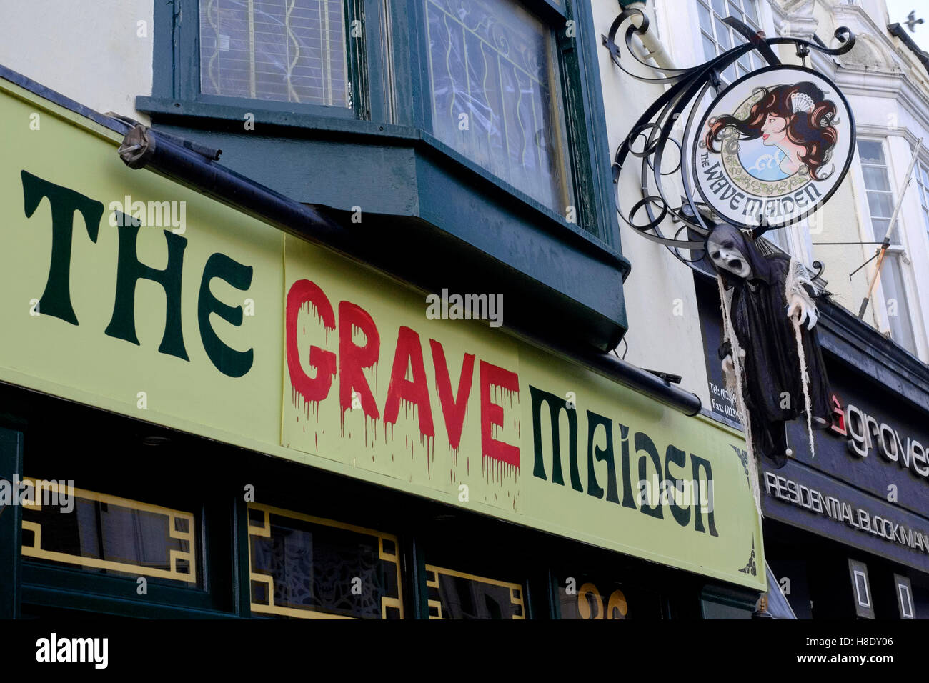 a real ale bar with the name changed for halloween celebrations in ...