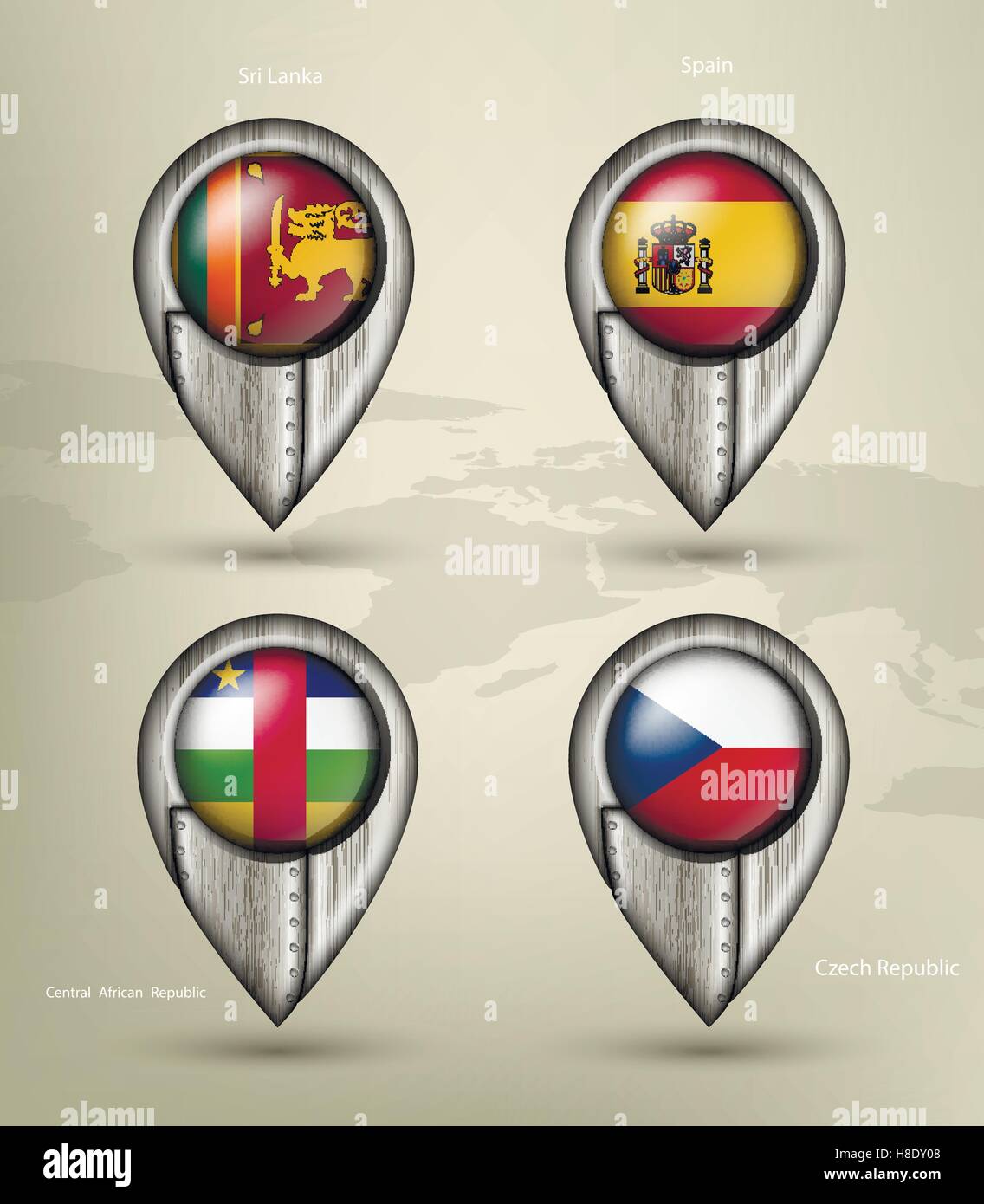 metal map marker steel country with glare and shadows Stock Vector ...