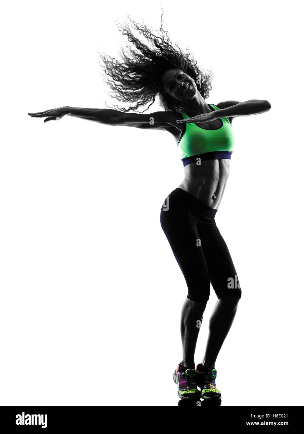 one african woman woman zumba dancer dancing exercises in studio ...
