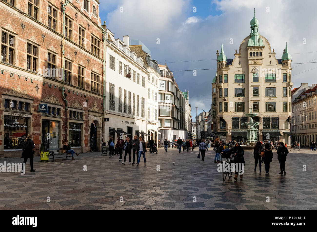 Pedestrians square shops historic architecture hi-res stock photography ...