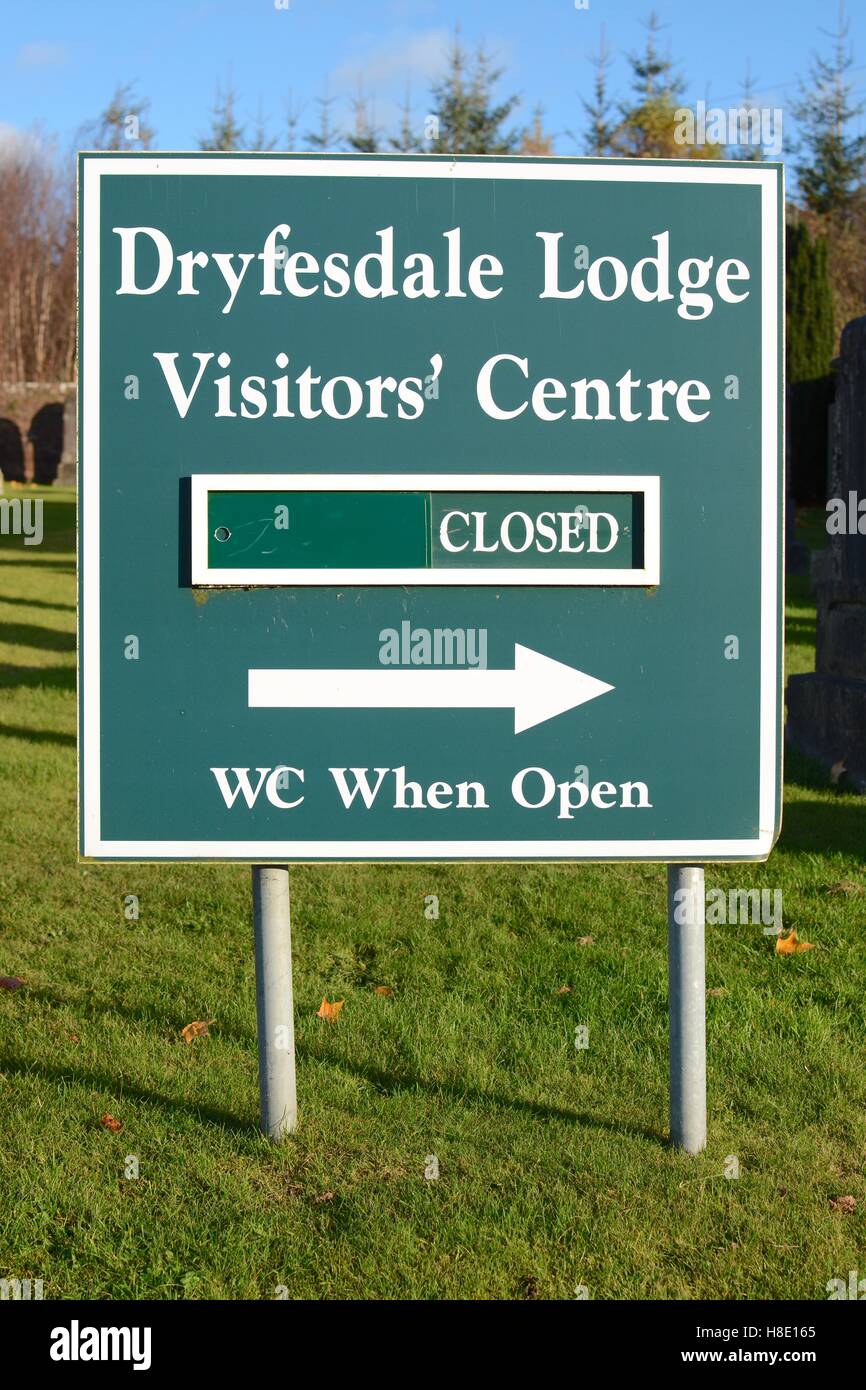 Dryfesdale Lodge sign - Lockerbie air disaster Stock Photo - Alamy