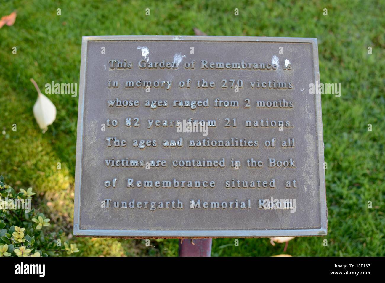 Memorial to the Pan am flight 103 air disaster, Lockerbie, Scotland, UK ...