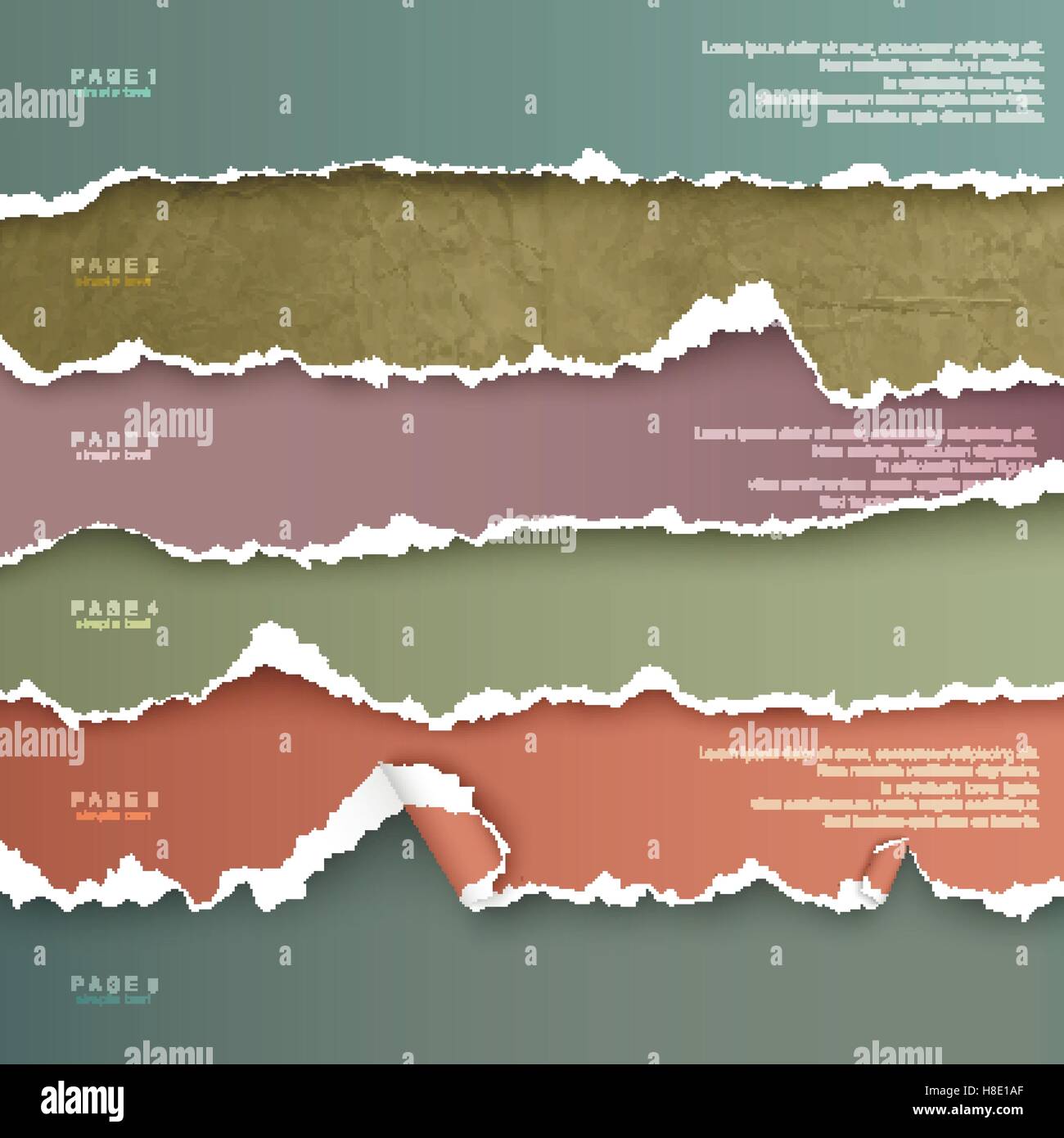 set of design elements torn paper with place for text Stock Vector ...