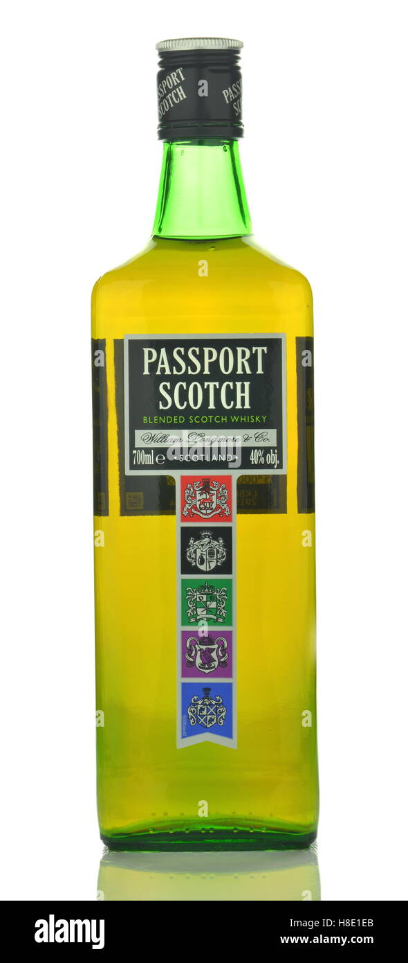 Passport Scotch blended whisky isolated on white background Stock Photo ...
