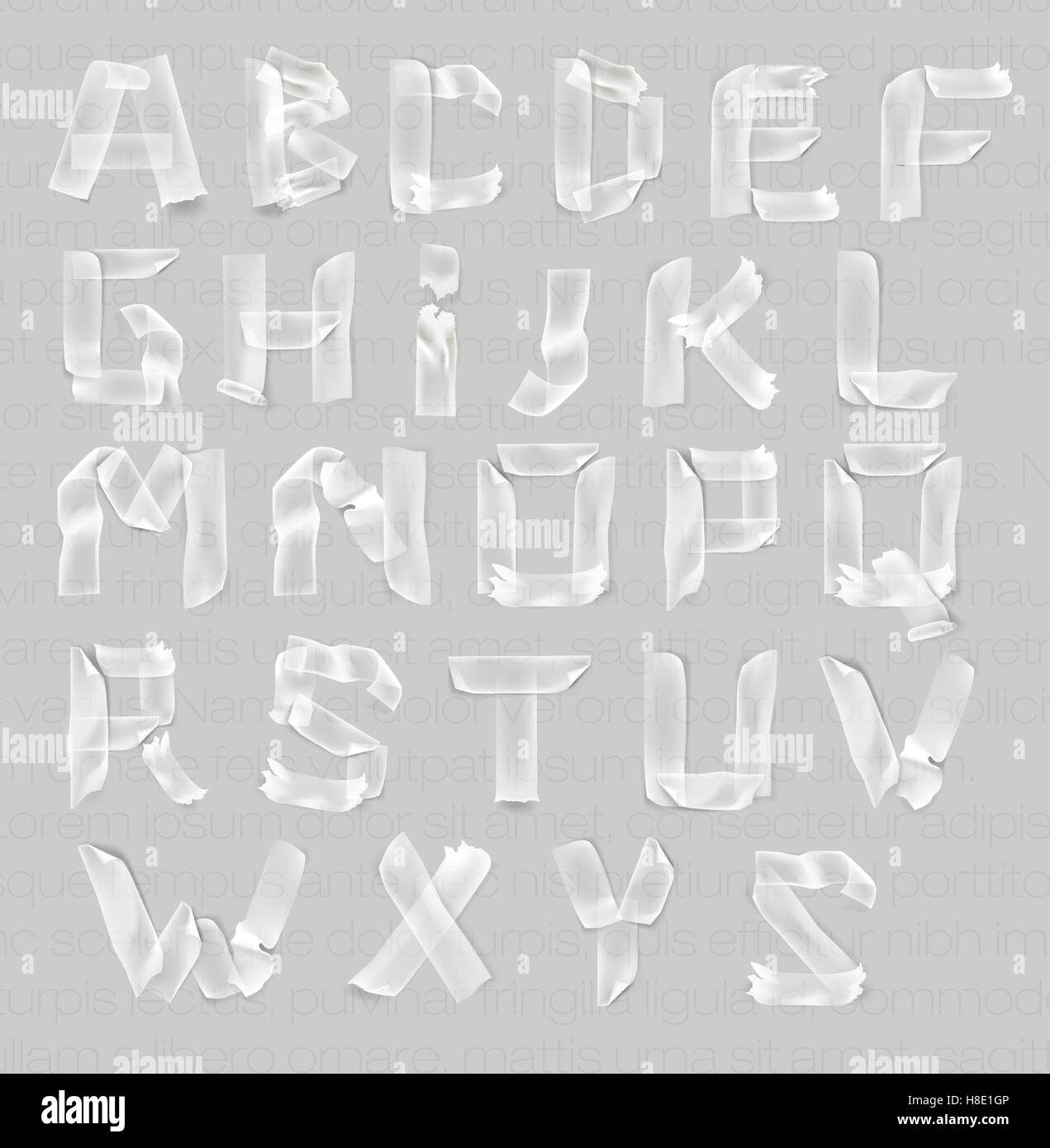 set of letters of the alphabet of adhesive transparent tape Stock ...
