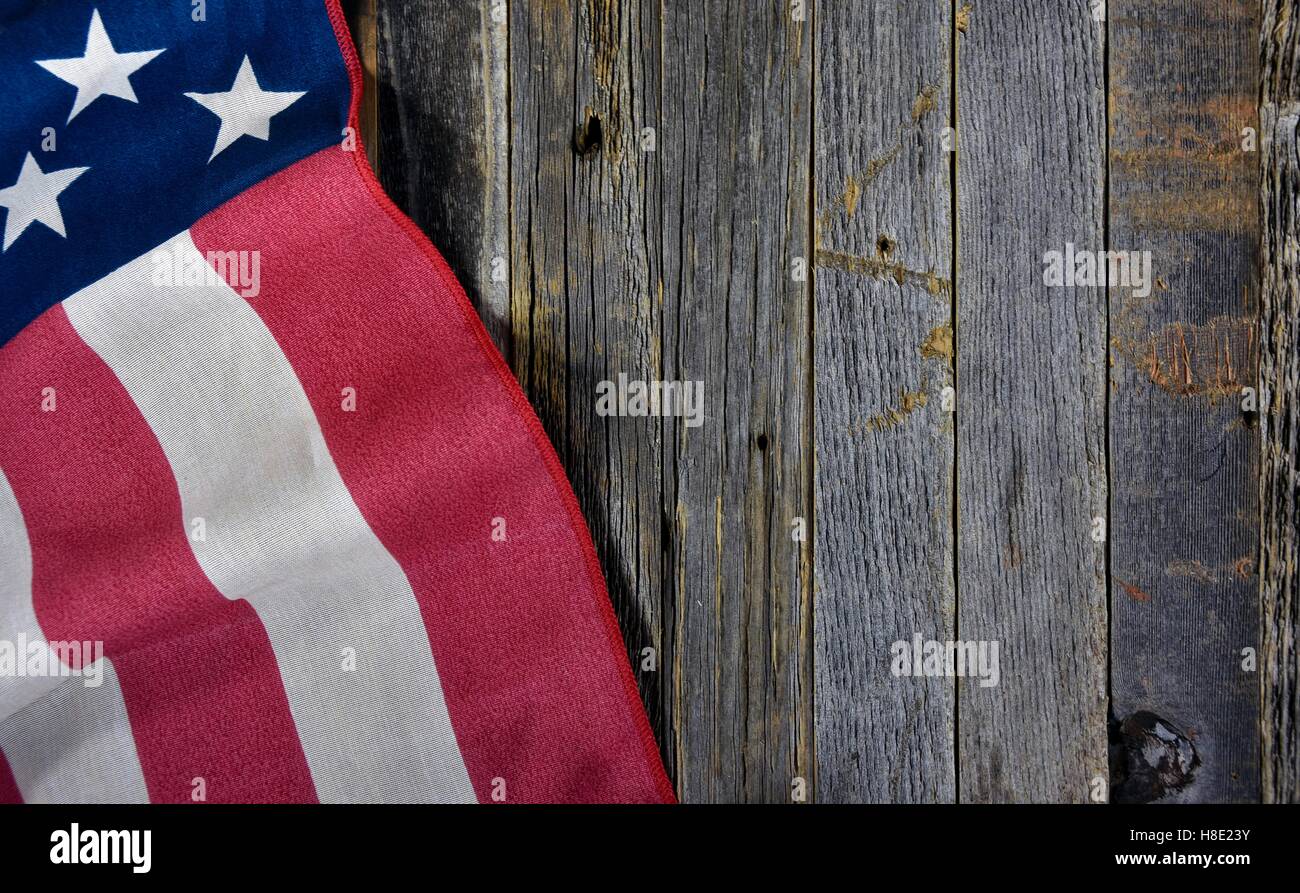 American flag on rustic barn wood Stock Photo - Alamy