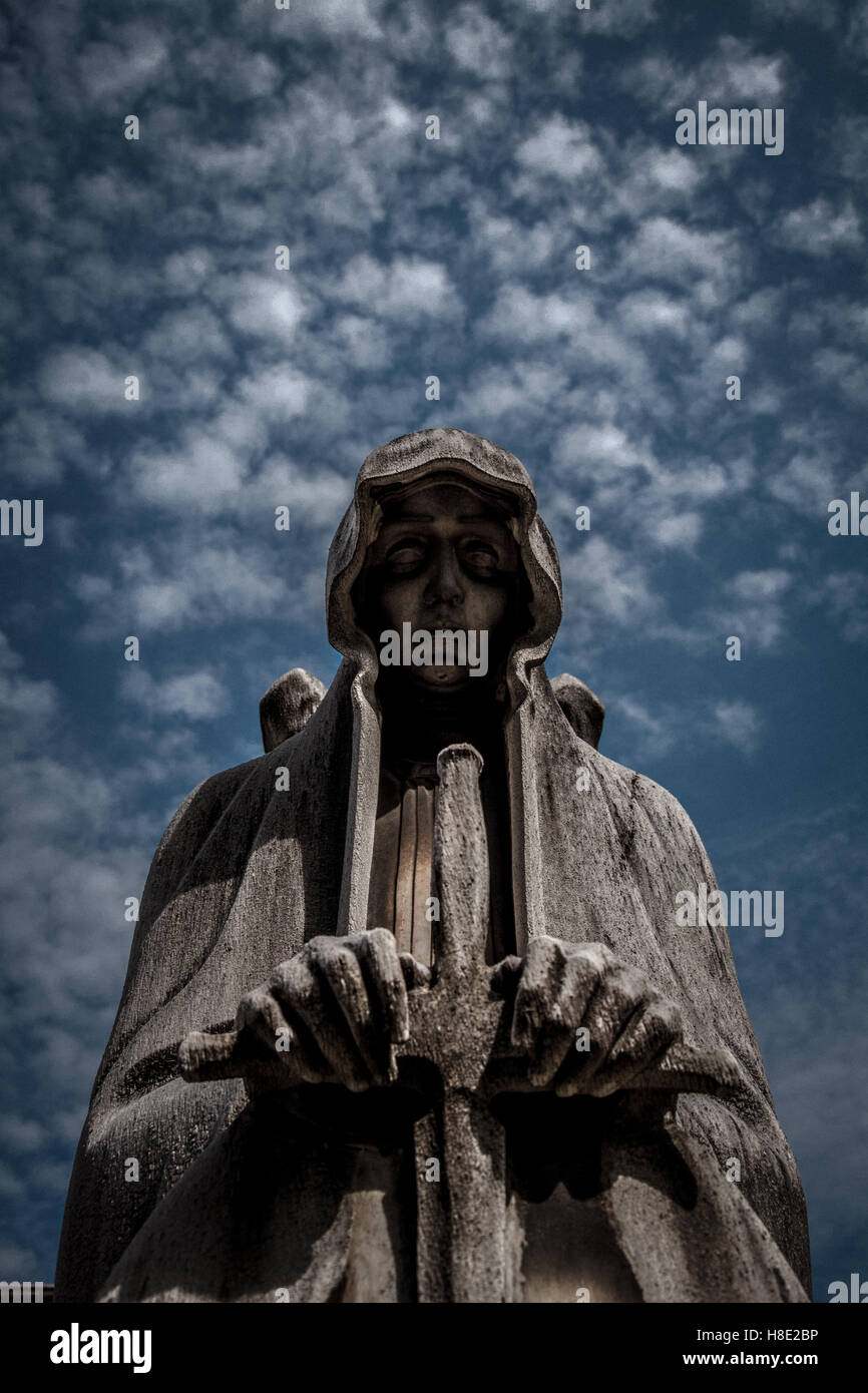 Cemetery statue in Italy, made of stone - more than 100 years old Stock ...