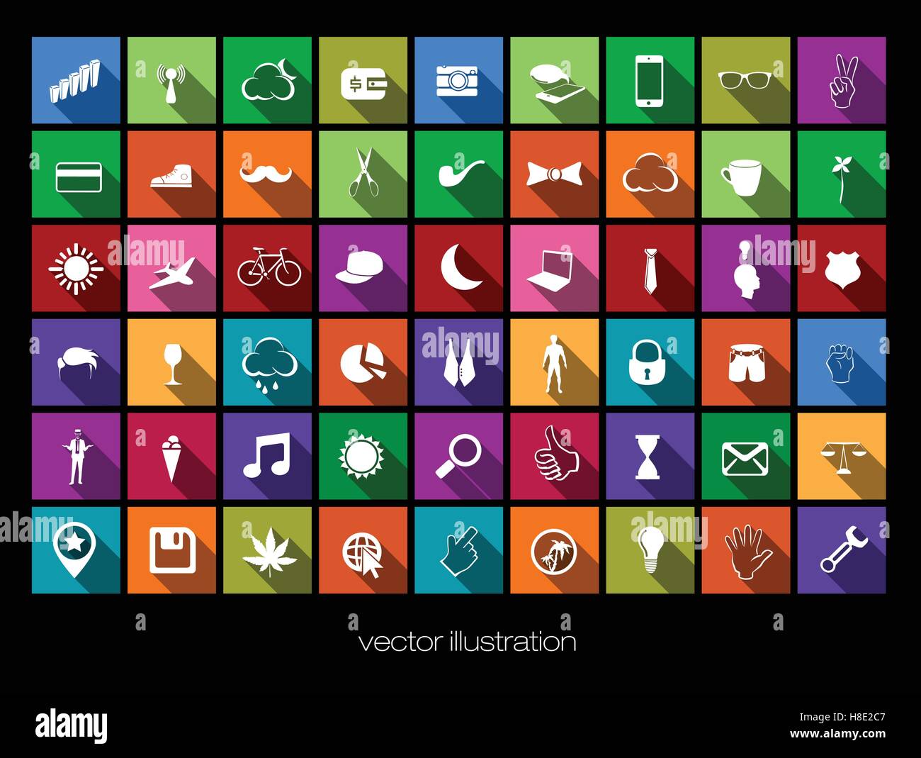 vector colored icons with shadows Stock Vector Image & Art - Alamy