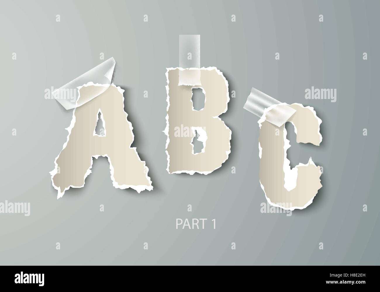vector set alphabet torn paper with transparent tape Stock Vector Image ...
