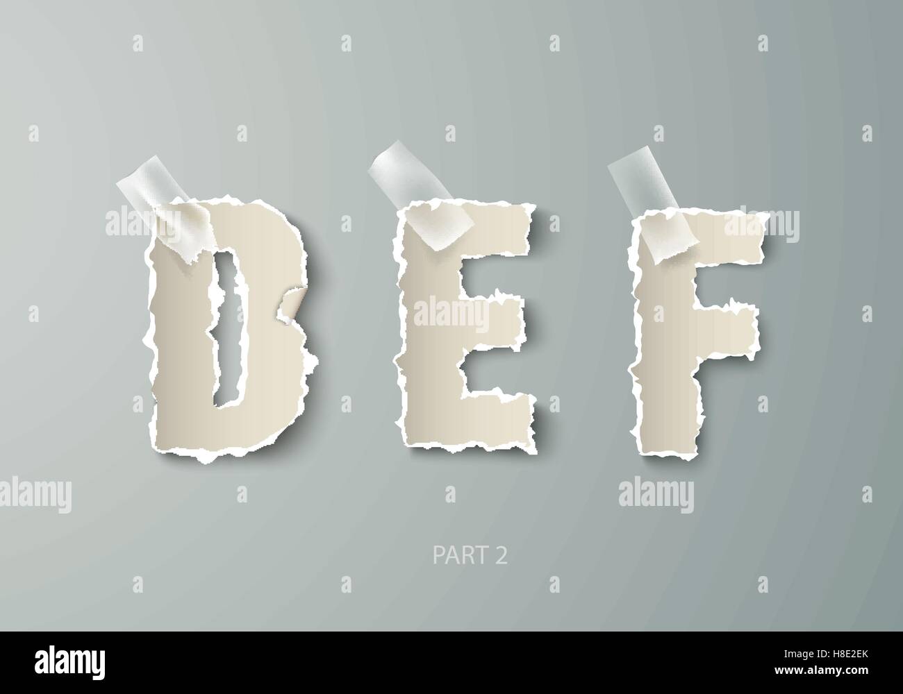 vector set alphabet torn paper with transparent tape Stock Vector Image ...