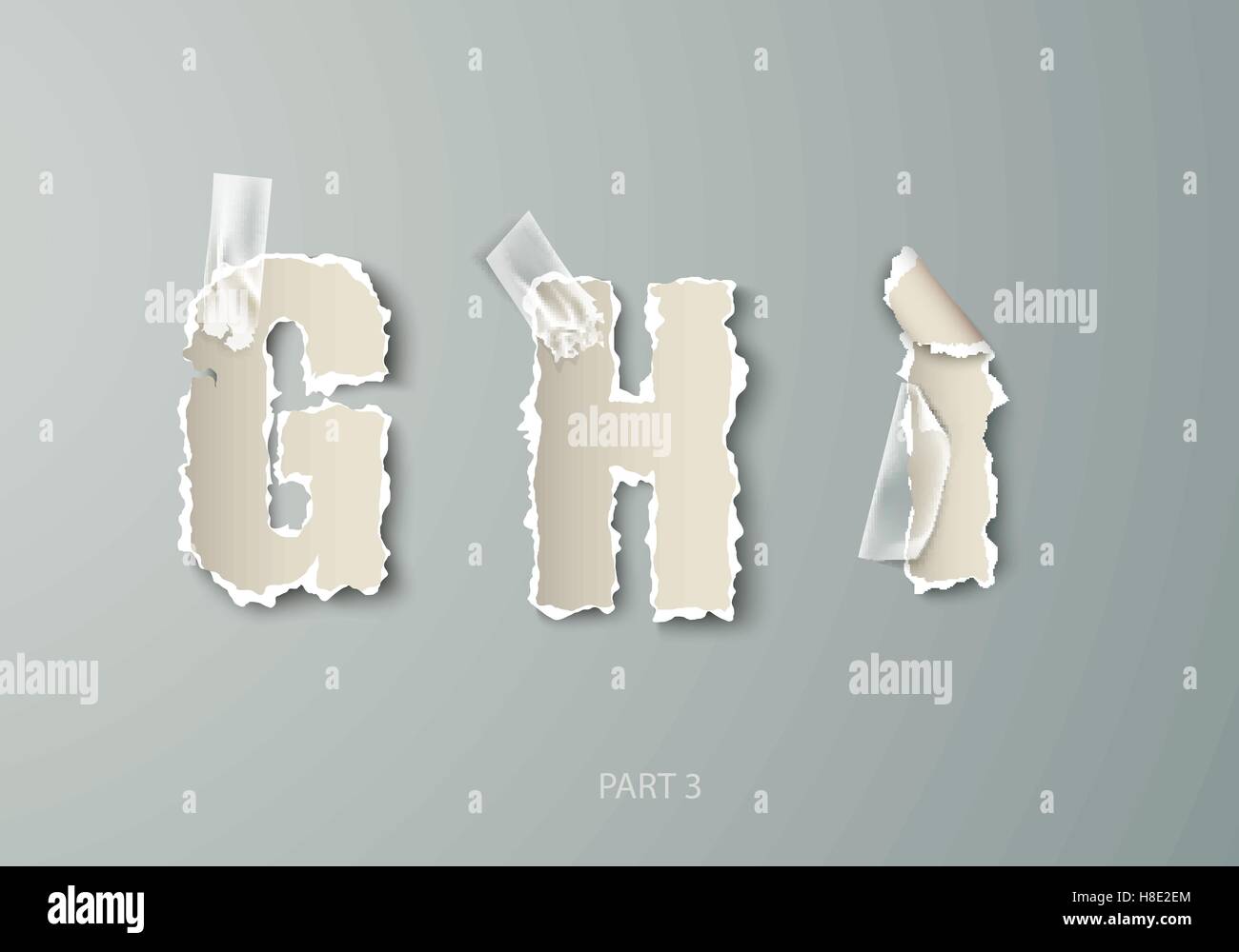 vector set alphabet torn paper with transparent tape Stock Vector Image ...