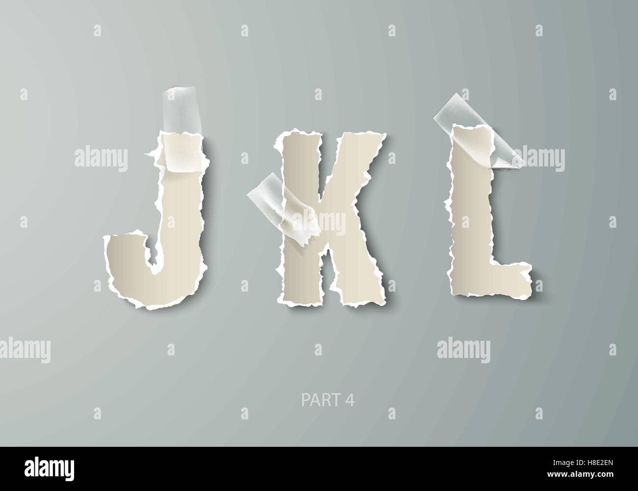 vector set alphabet torn paper with transparent tape Stock Vector Image ...