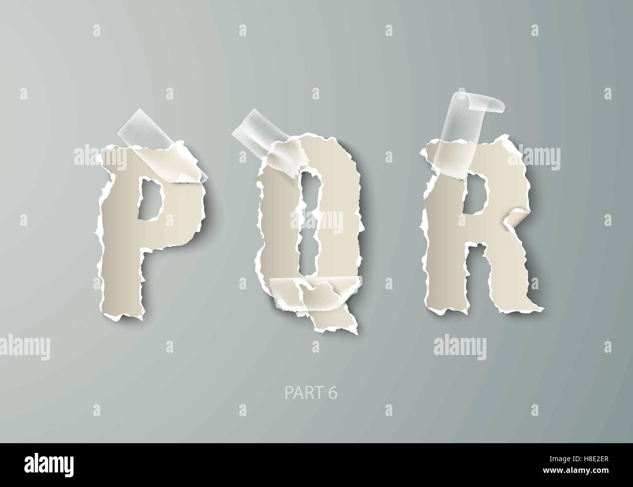 vector set alphabet torn paper with transparent tape Stock Vector Image ...