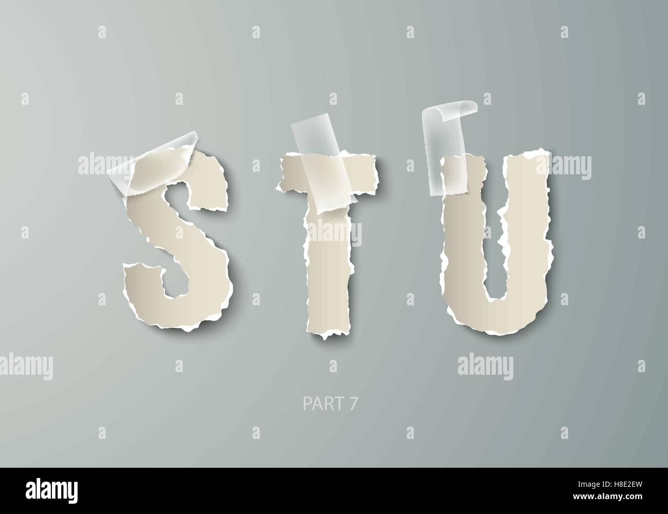 vector set alphabet torn paper with transparent tape Stock Vector Image ...