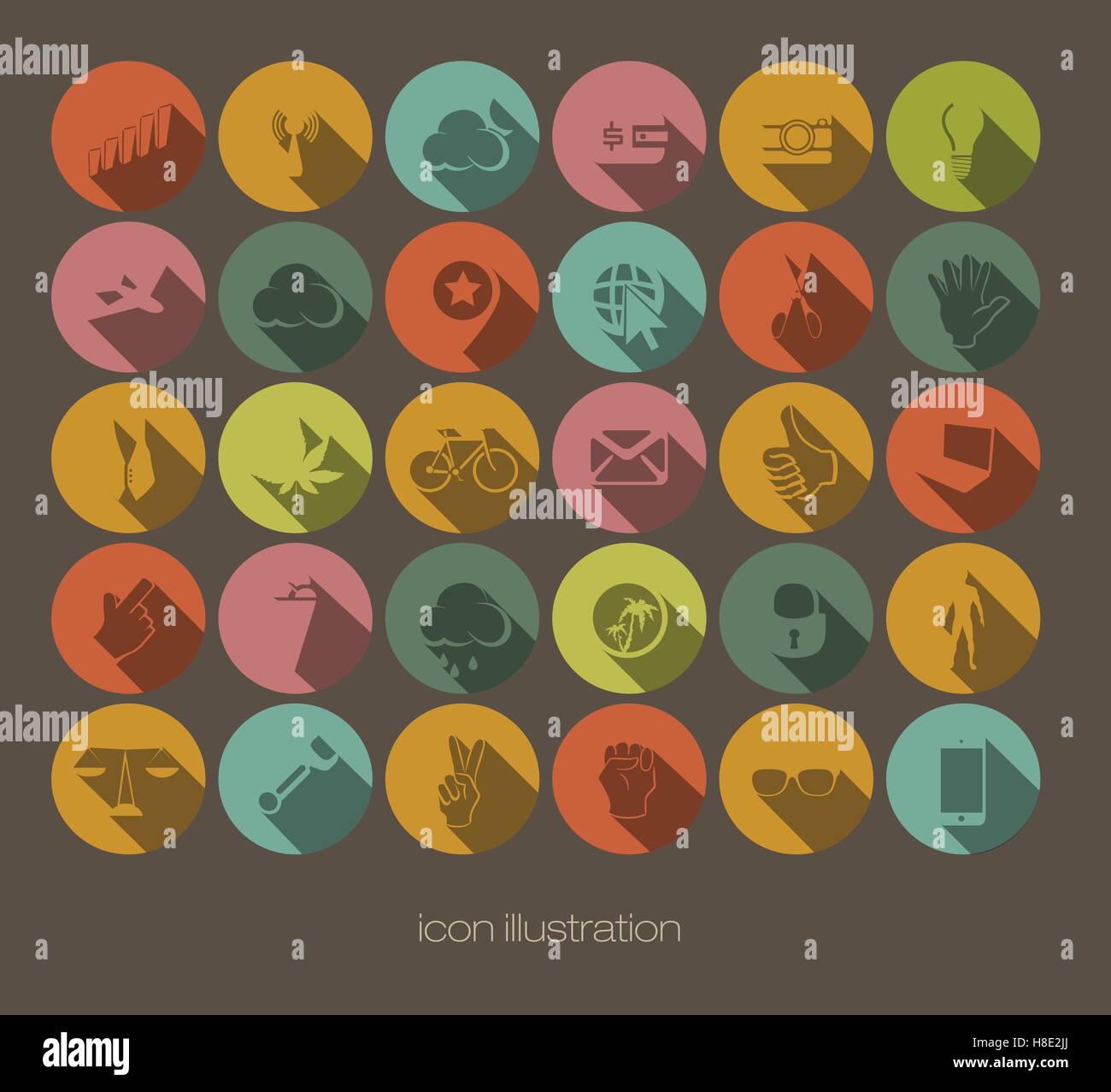 vector colored icons with shadows Stock Vector Image & Art - Alamy