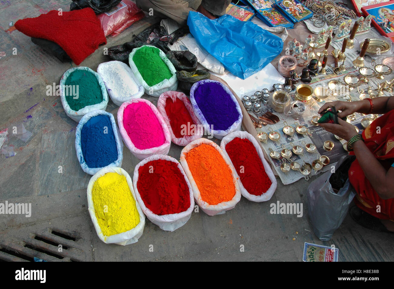 Ceremonial powder, Kathmandu Stock Photo - Alamy
